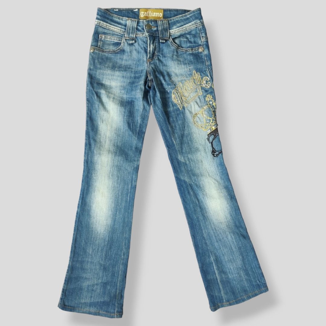 *FIXED* John Galliano Embroidered and Bedazzled Low Waisted Bootcut ...