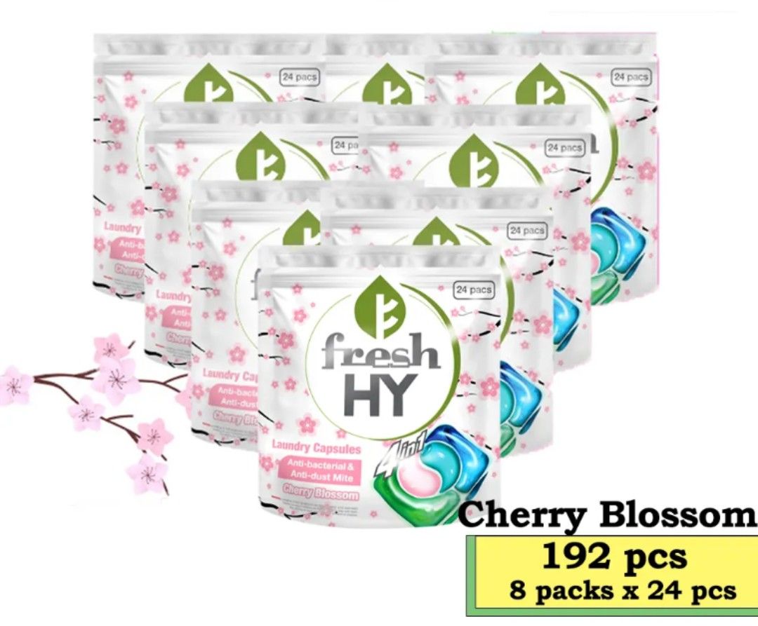 Fresh HY 4-in-1 Laundry Capsules 24pcs x 8 Refill Packs ( Cherry ...