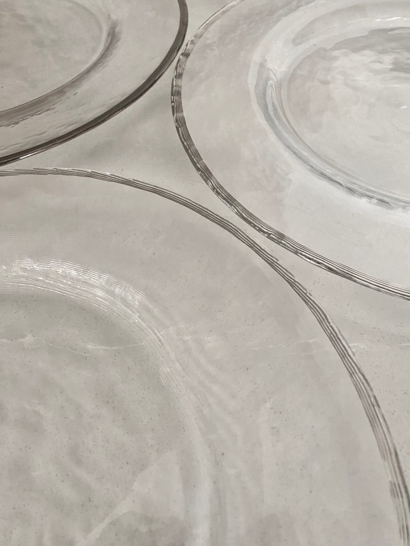 Glass Plates with Silver Rims, Furniture & Home Living, Kitchenware ...