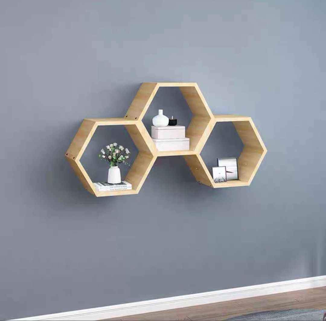 HOZEN Honeycomb Wall Display Shelf, Furniture & Home Living, Furniture ...