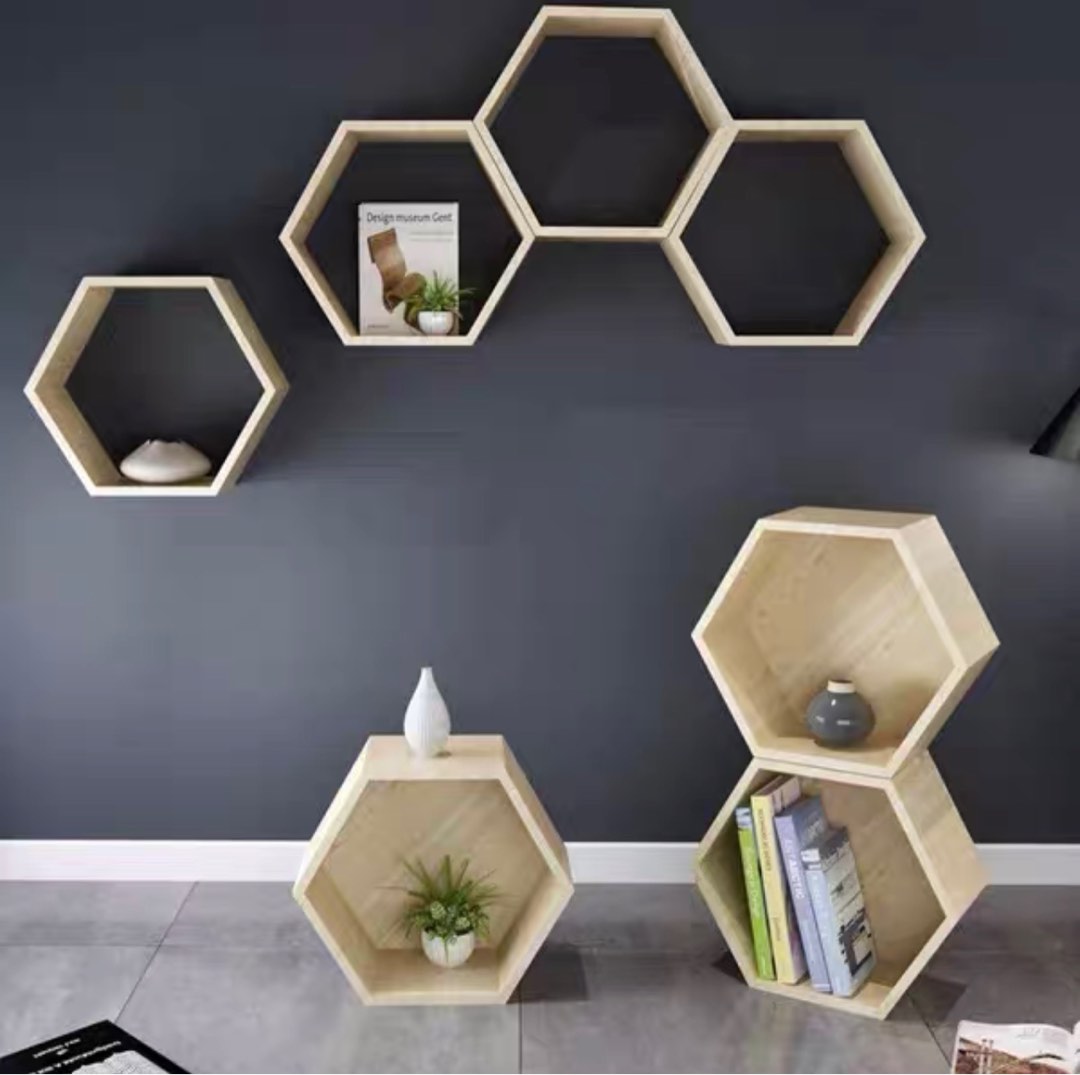 HOZEN Honeycomb Wall Display Shelf, Furniture & Home Living, Furniture ...