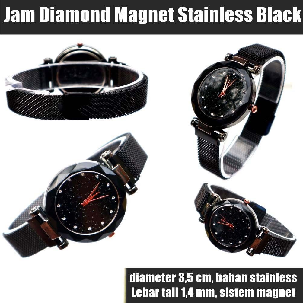 Jam Murah Diamond Magnet Black Stainless, Fesyen Wanita, Jam Tangan di ...