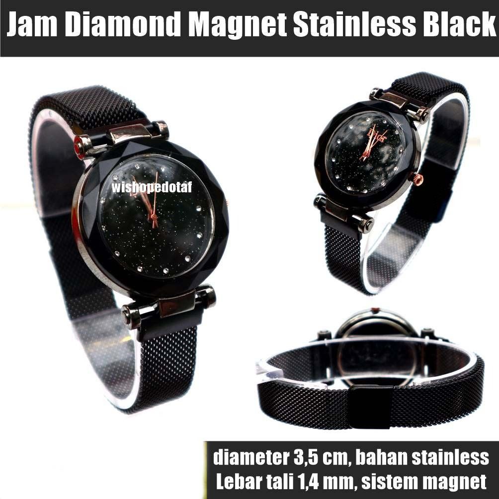 Jam Murah Diamond Magnet Black Stainless, Fesyen Wanita, Jam Tangan di ...