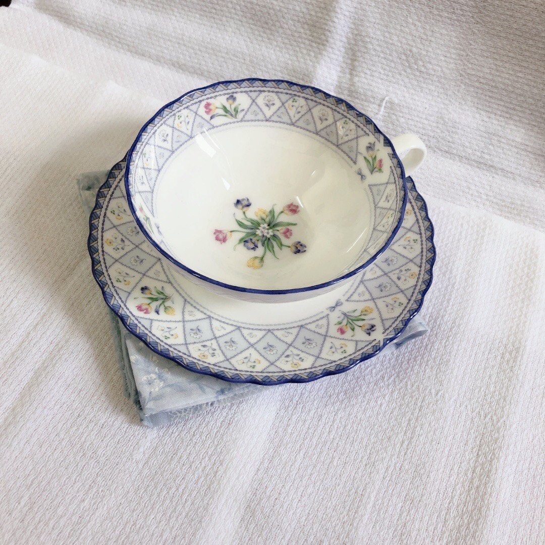Japan Noritake Blue Flower Garden Teacup and saucer set (2 sets ...