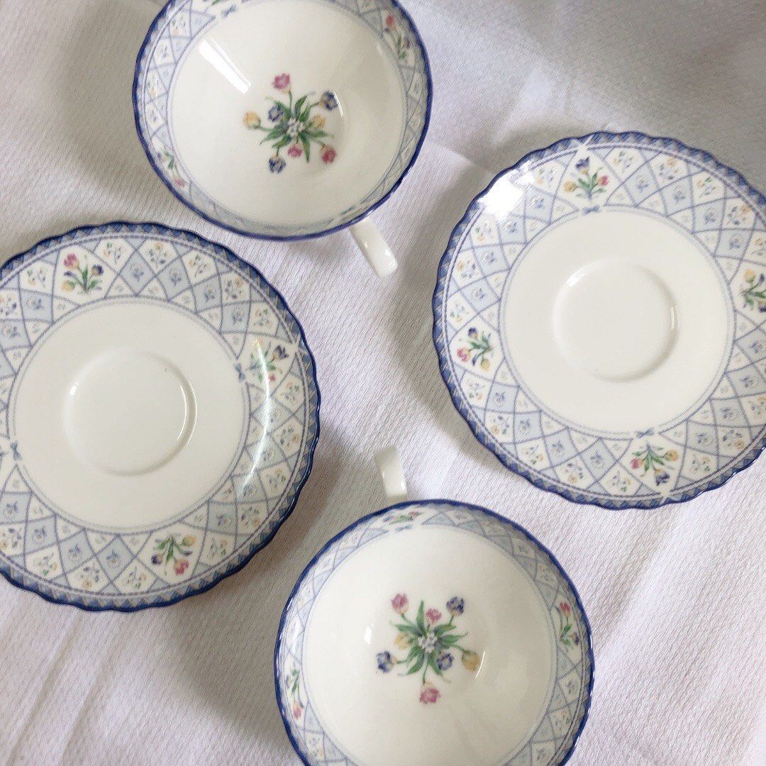 Japan Noritake Blue Flower Garden Teacup and saucer set (2 sets ...