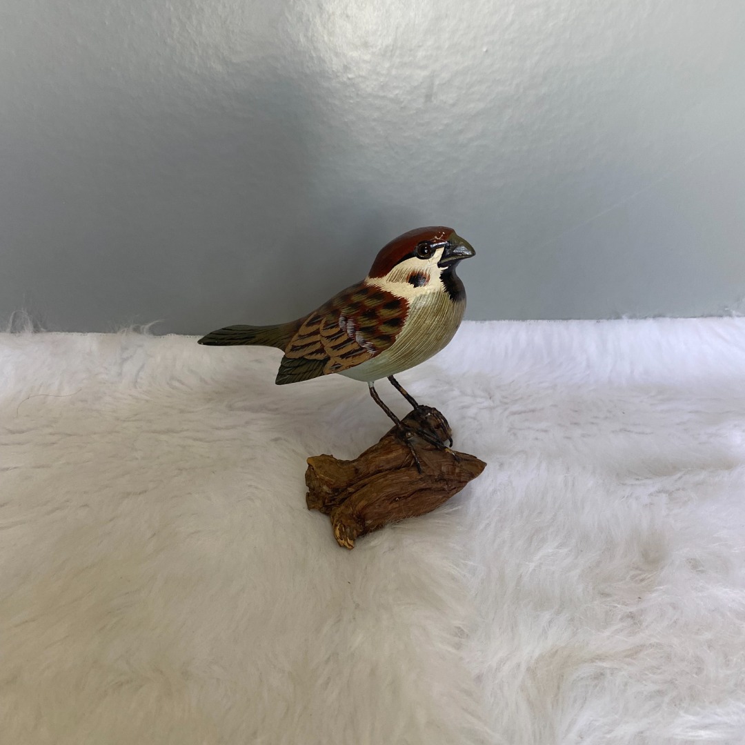 Japan Vintage Wren Bird Carved Wood Art Figure on Carousell