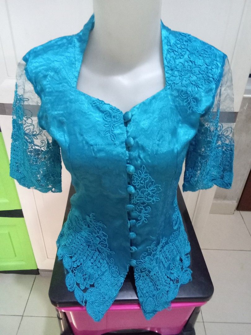 Kebaya biru cantik, Fesyen Wanita, Pakaian Wanita, Atasan di Carousell