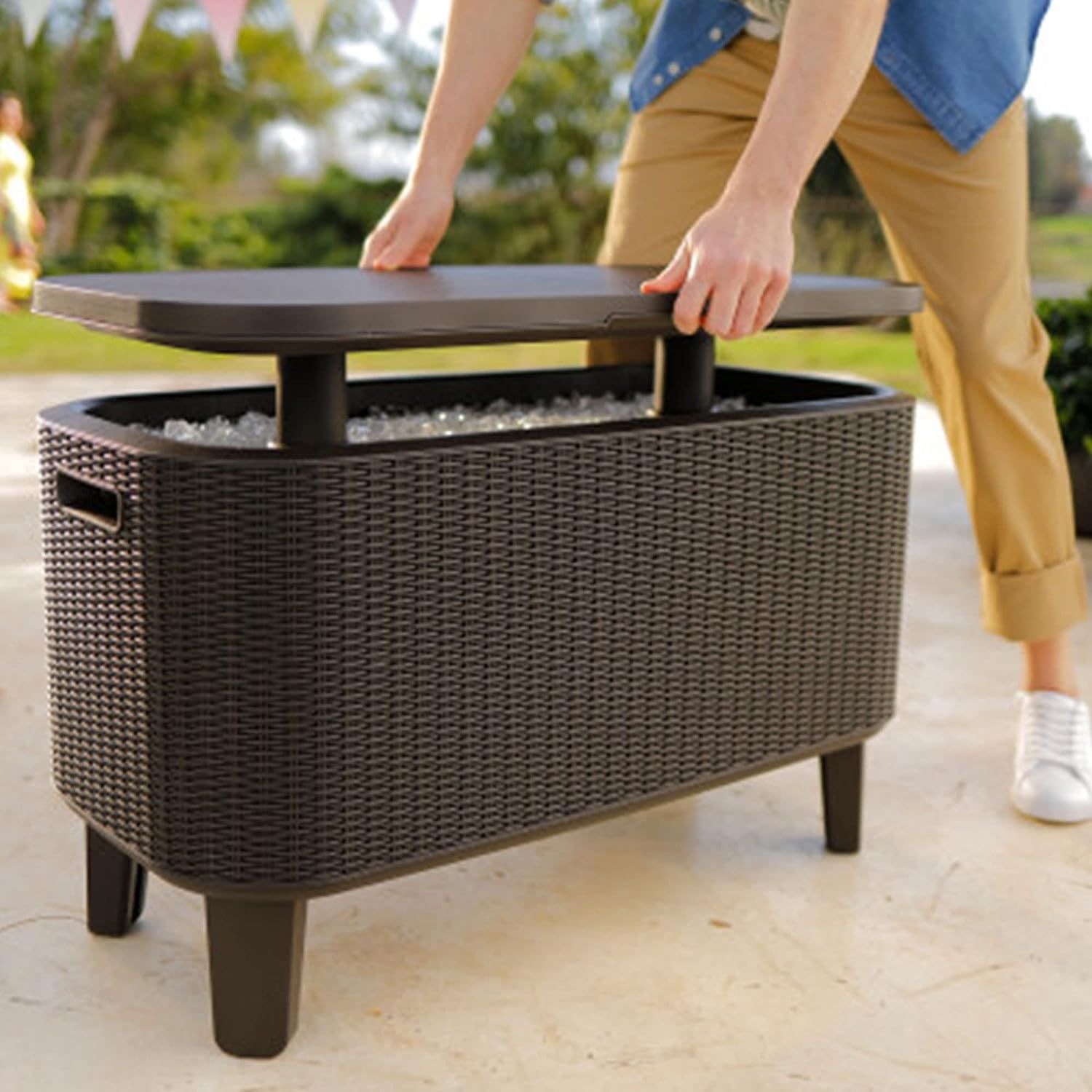 Keter Bevy Bar Indoor Outdoor 17 Gallon 2 in 1 Beverage and Snack ...