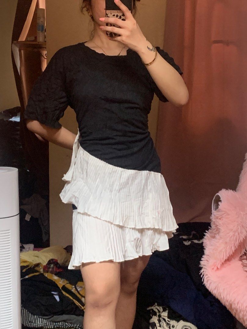 Korean ruffles layered dress on Carousell