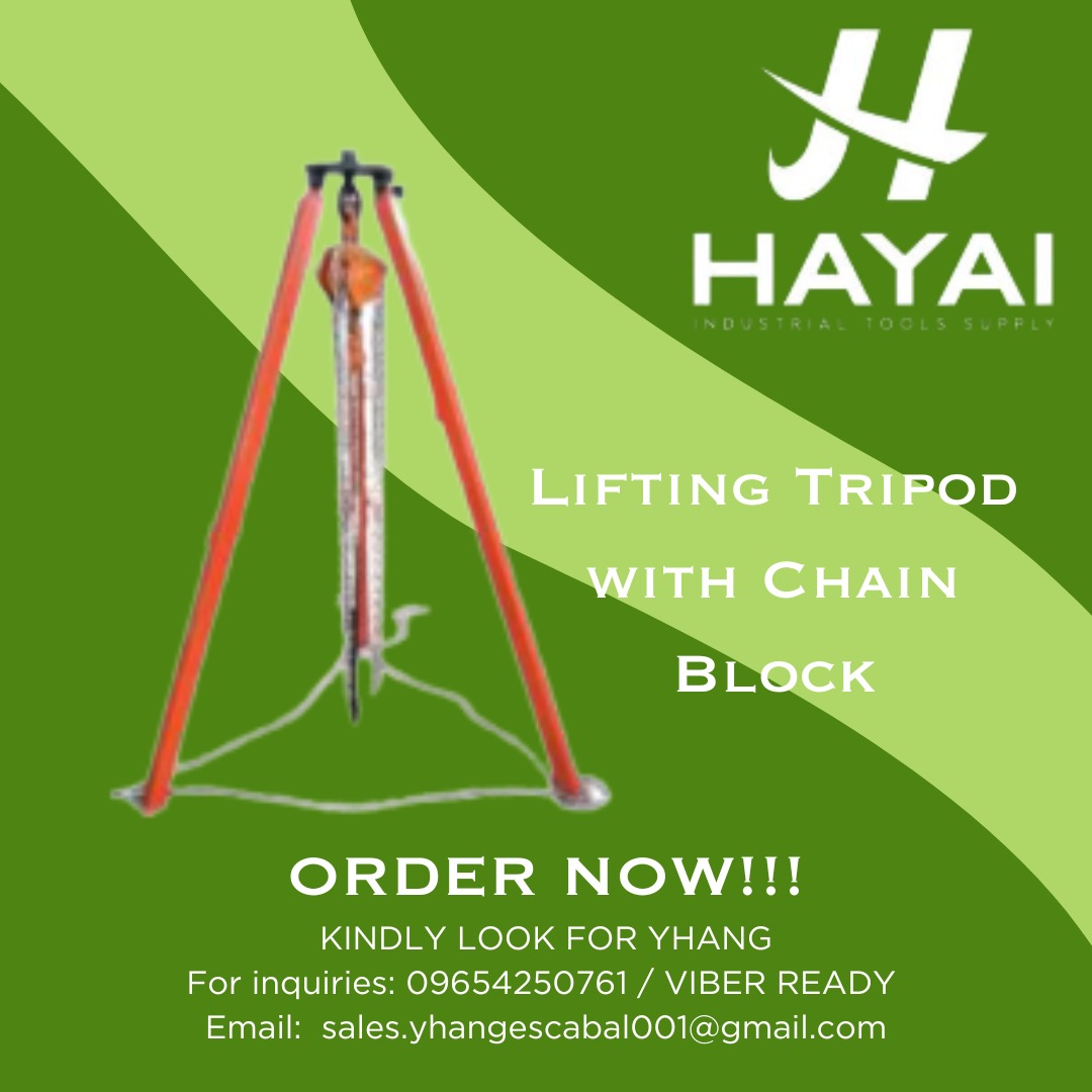 Lifting Tripod with Chain Block, Commercial & Industrial, Construction ...