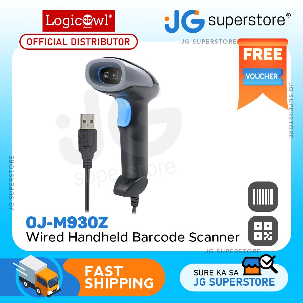 LogicOwl 1D 2D Laser Handheld Barcode Scanner with Stand Wired Bar Code ...