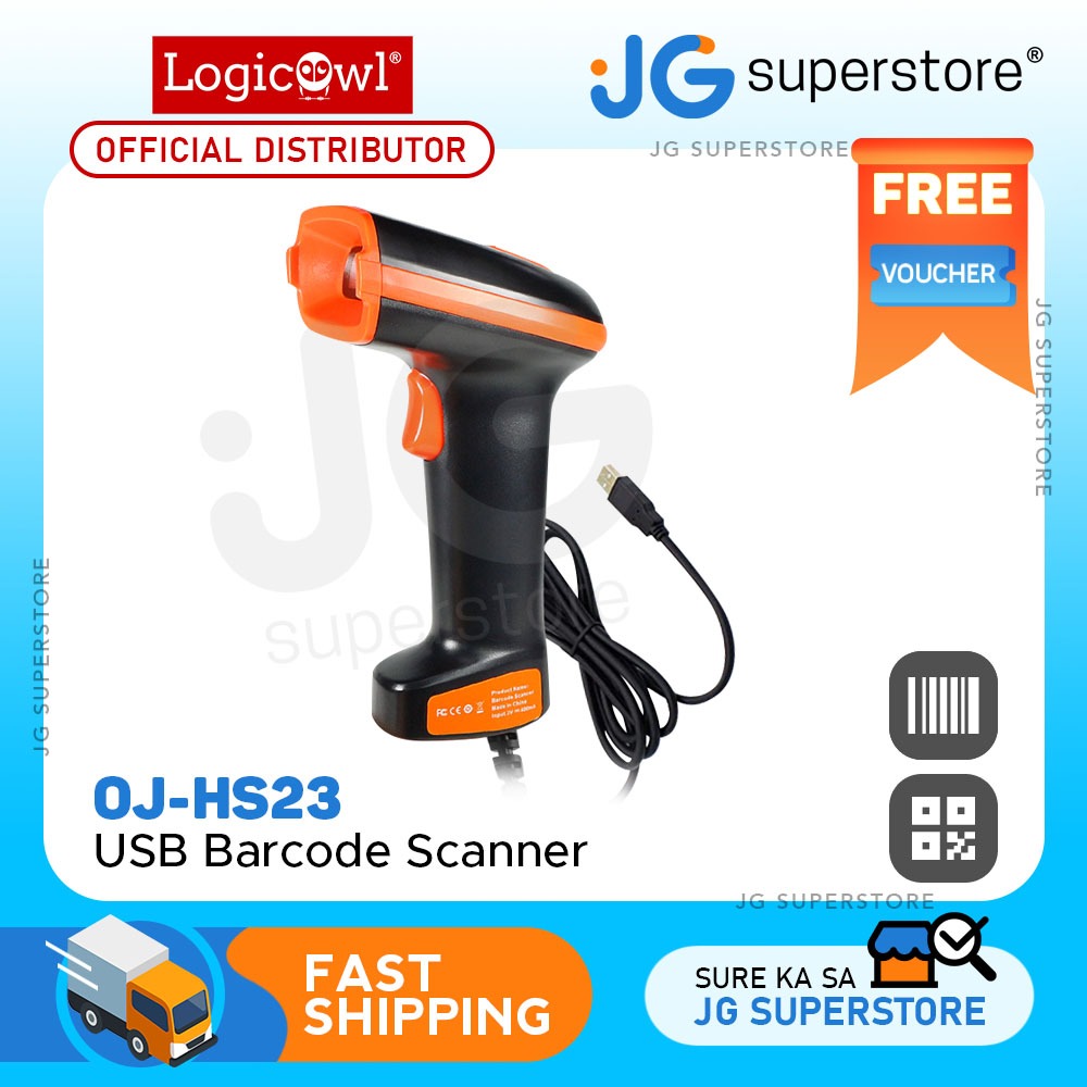 LogicOwl OJ-HS-23 1D 2D QR Barcode USB Wired Scanner | JG Superstore on ...