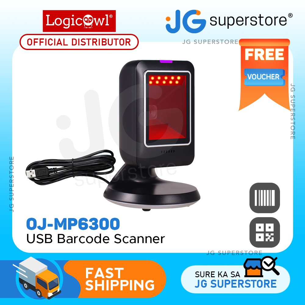 LogicOwl OJ-MP6300 1D 2D QR Desktop Barcode Platform Scanner USB Wired ...