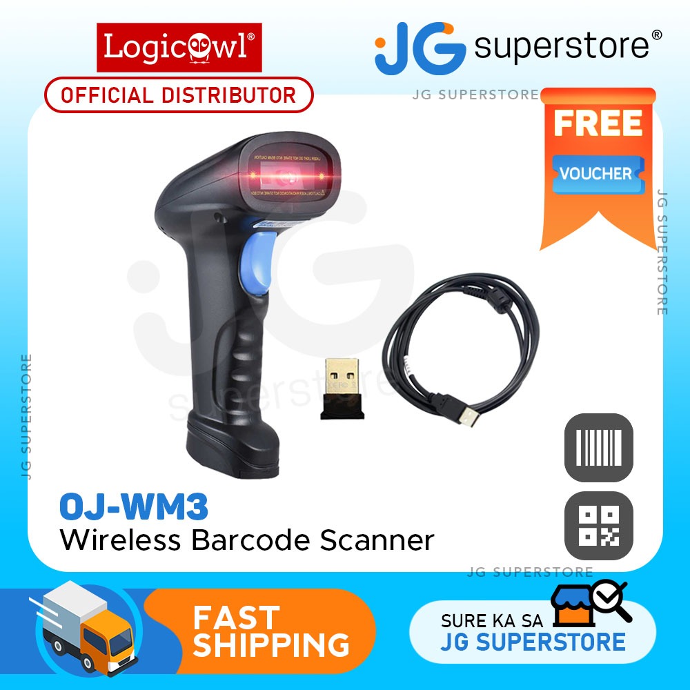 LogicOwl OJ-WM3 2.4G Wireless USB 1D 2D QR Barcode Scanner Portable ...
