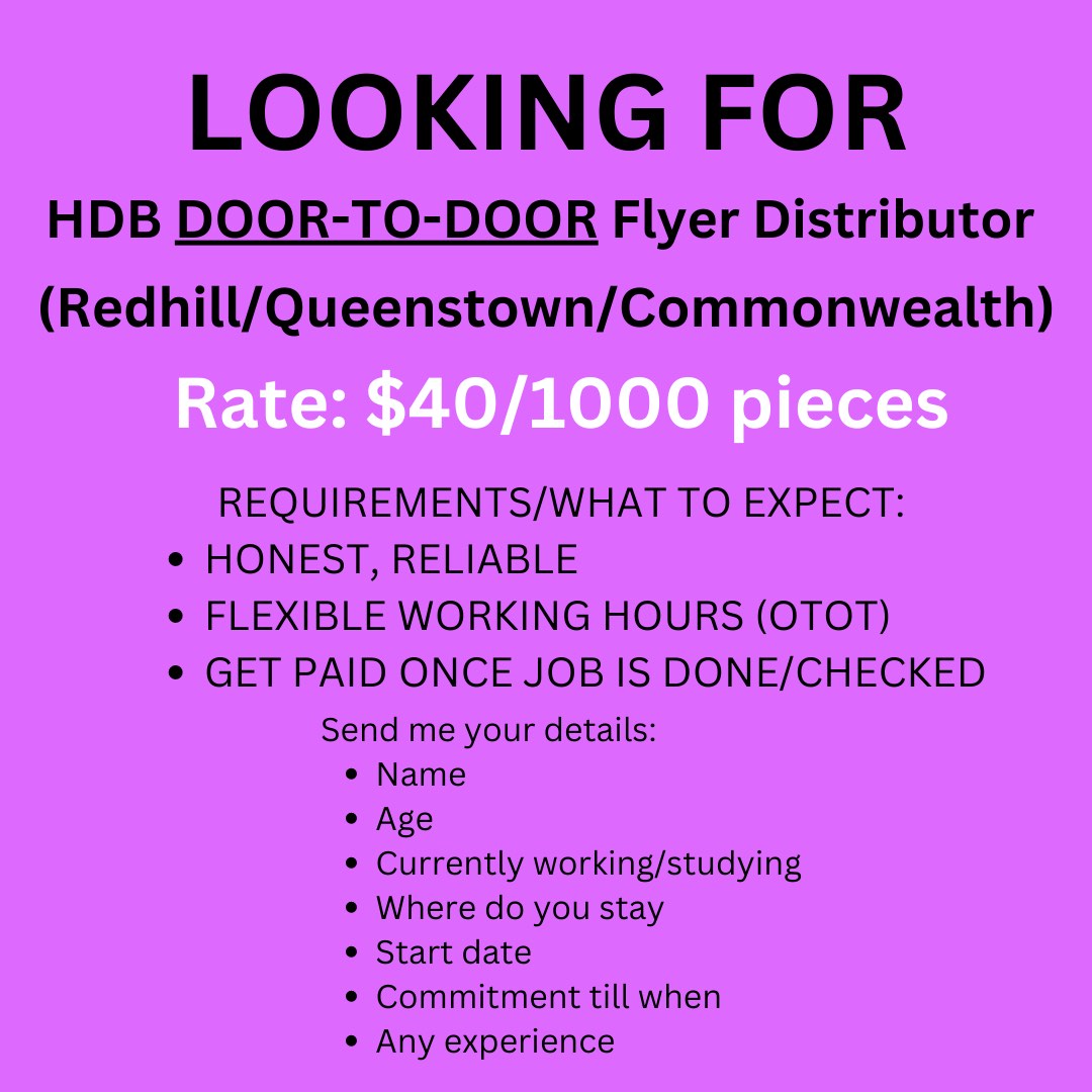 Looking for HDB flyer distributor, Jobs, Sales, Retail & Marketing on ...
