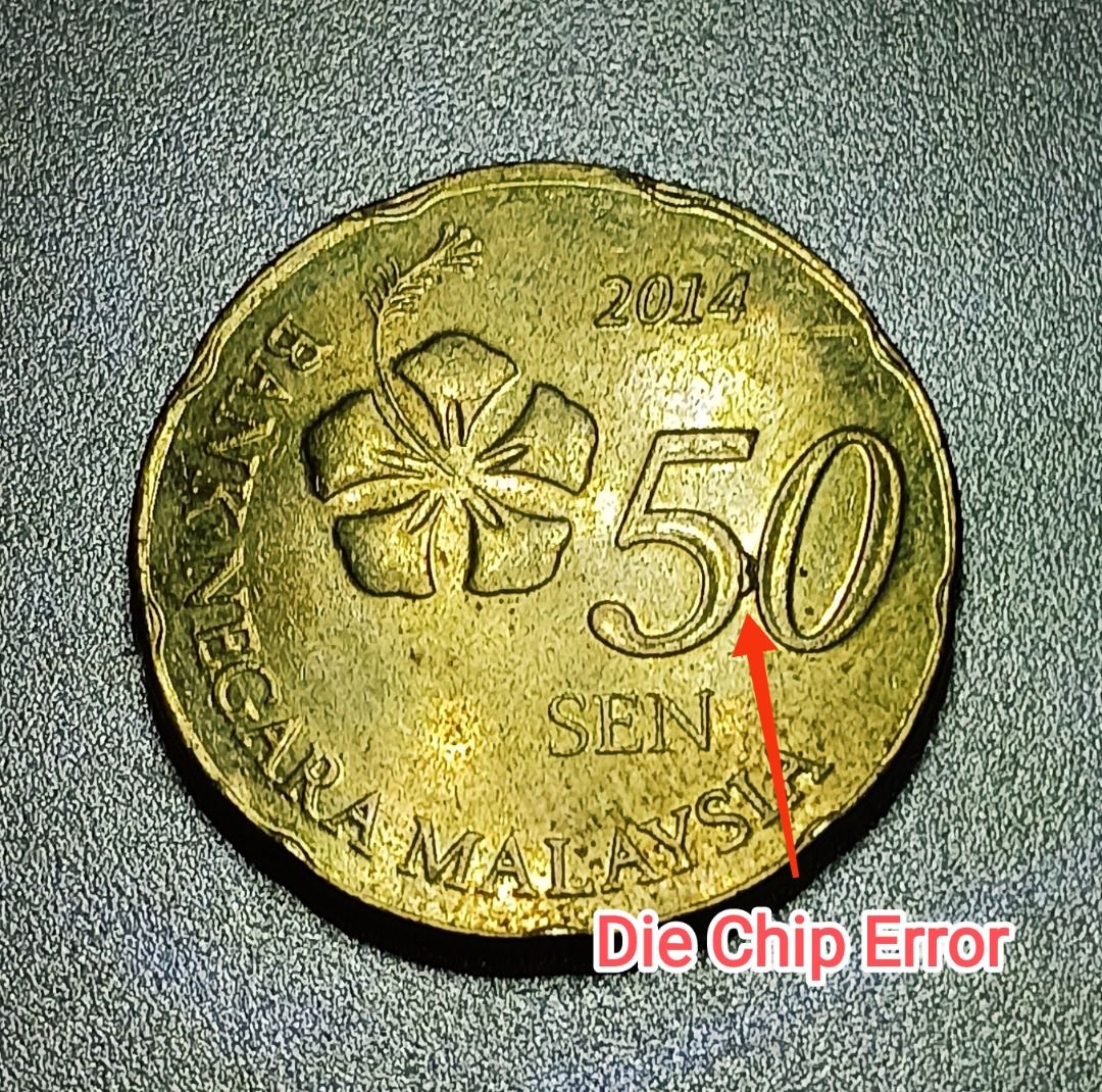 Malaysia Coin 50 sen S3 Die Chip Error - UNC, Hobbies & Toys ...