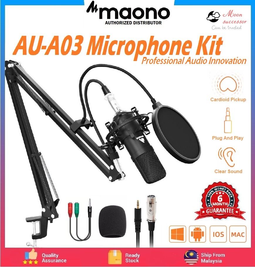 Maono AU-A03 Condenser Microphone Professional Podcast Studio ...