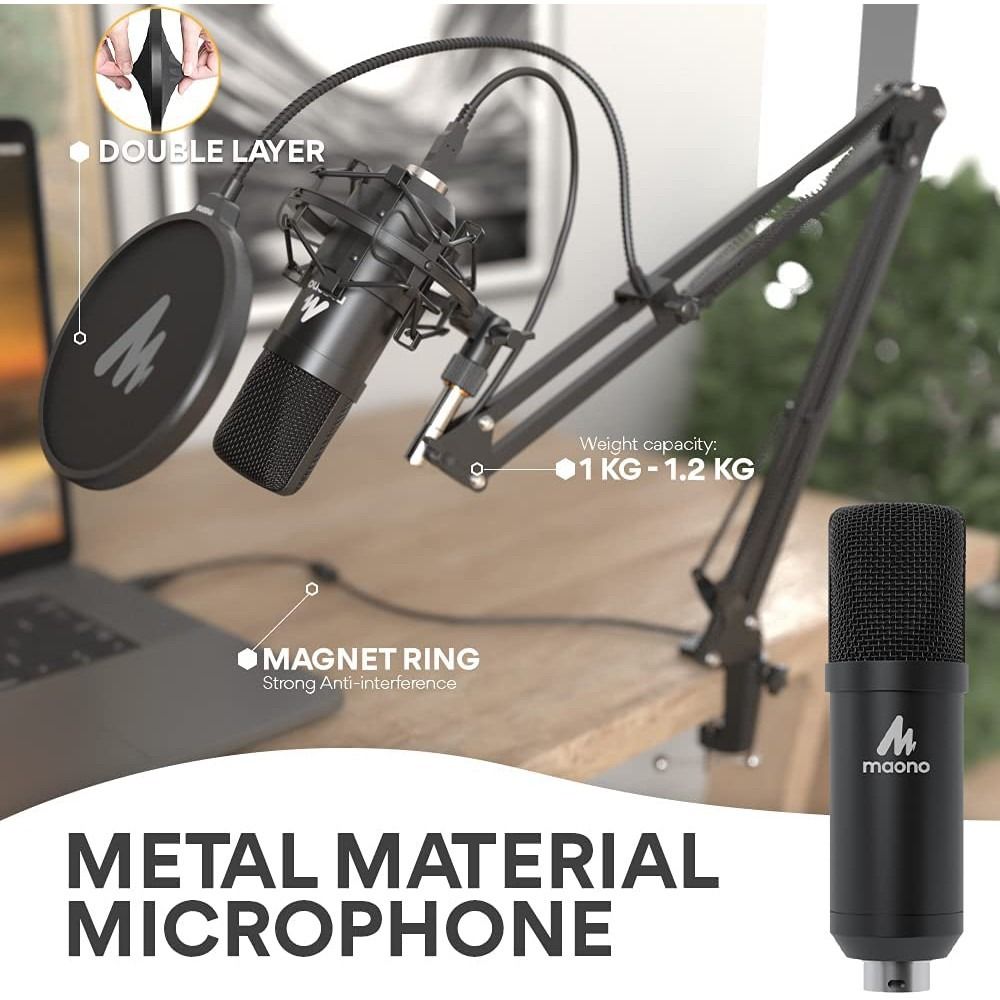 MAONO AU-A04 USB Microphone Kit 192KHZ/24BIT Professional Podcast ...