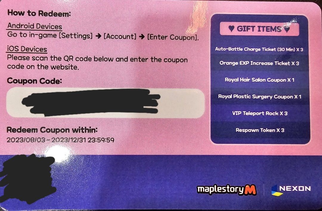 Maplestory M Code, Video Gaming, Gaming Accessories, In-Game Products ...