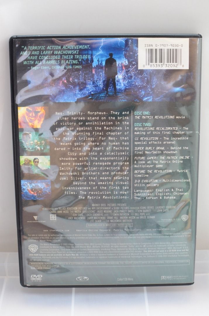 MATRIX TRILOGY ORIGINAL DVD SET (5 DVDS - 6 Discs) on Carousell