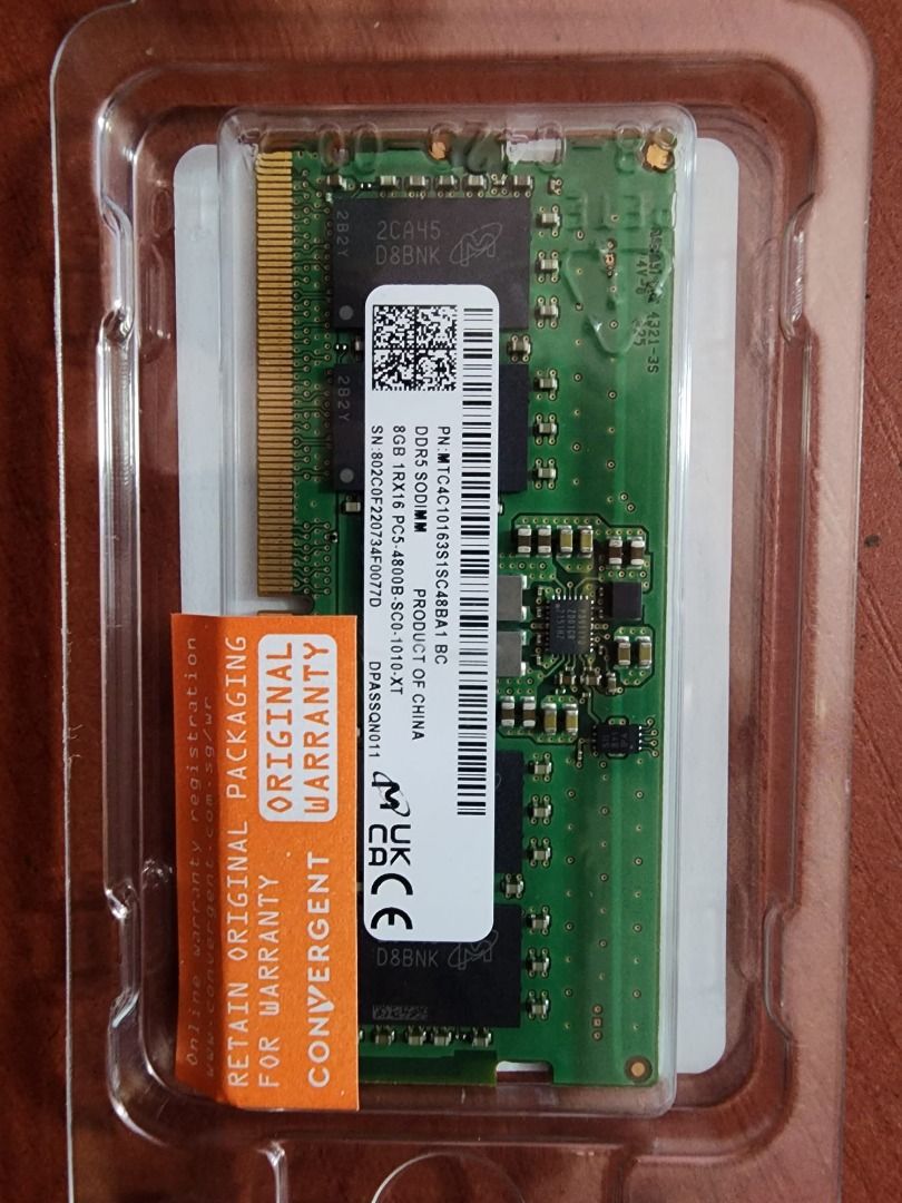 Micron 16GB Kit (8x2) 1RX16 DDR5 SODIMM PC5-4800B-SC0-1010-XT Laptop ...