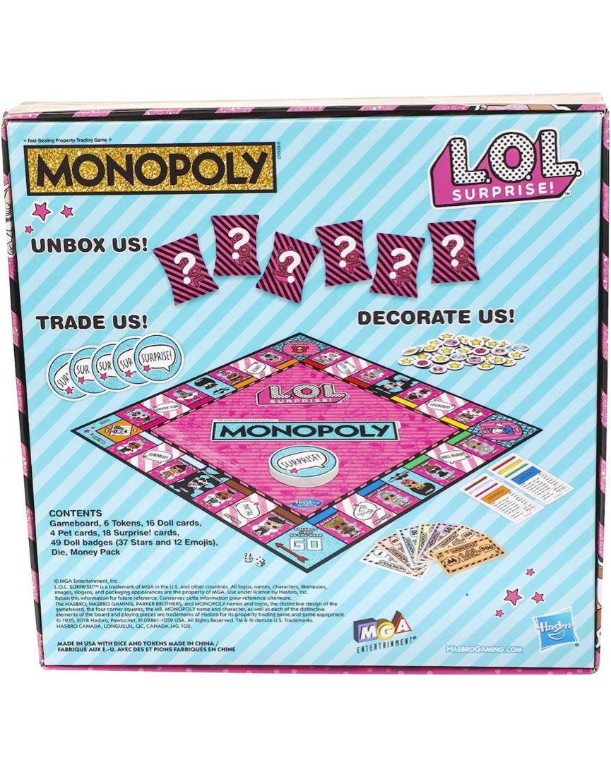 MONOPOLY Game: L.O.L. Surprise! Edition Board Game, Hobbies & Toys ...