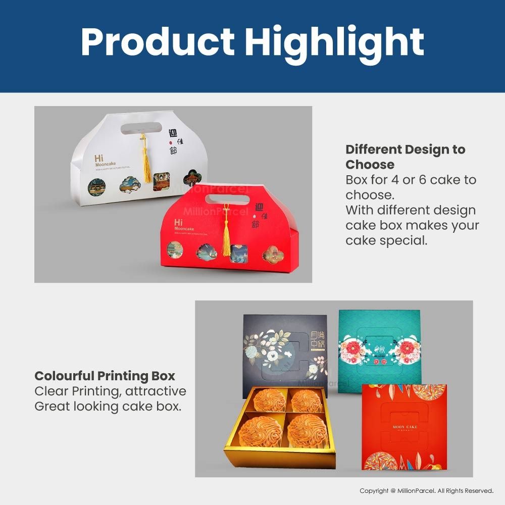 Moon Cake Box 4 - 6 | Container Pastry Box | Cupcake Box | Gift Box ...