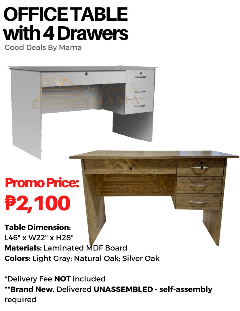 OFFICE TABLE WITH 4 DRAWERS on Carousell