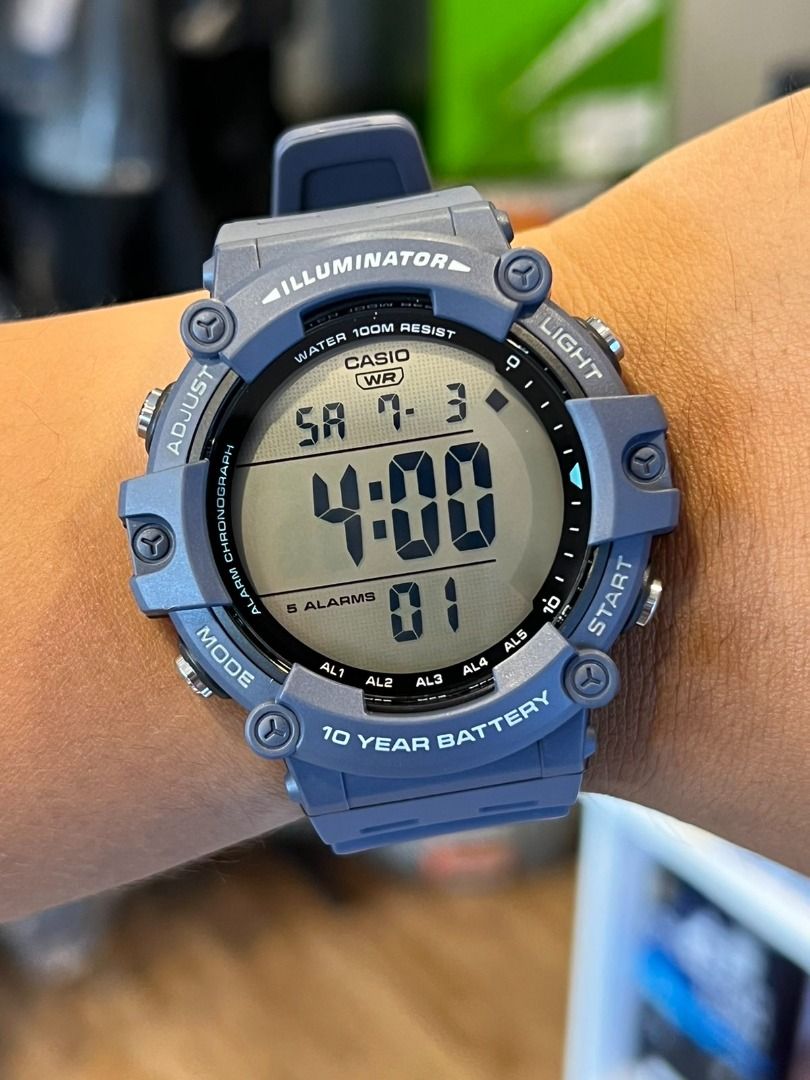 ORIGINAL CASIO Digital Navy Blue Resin Band Men's Watch AE-1500WH-5AV ...
