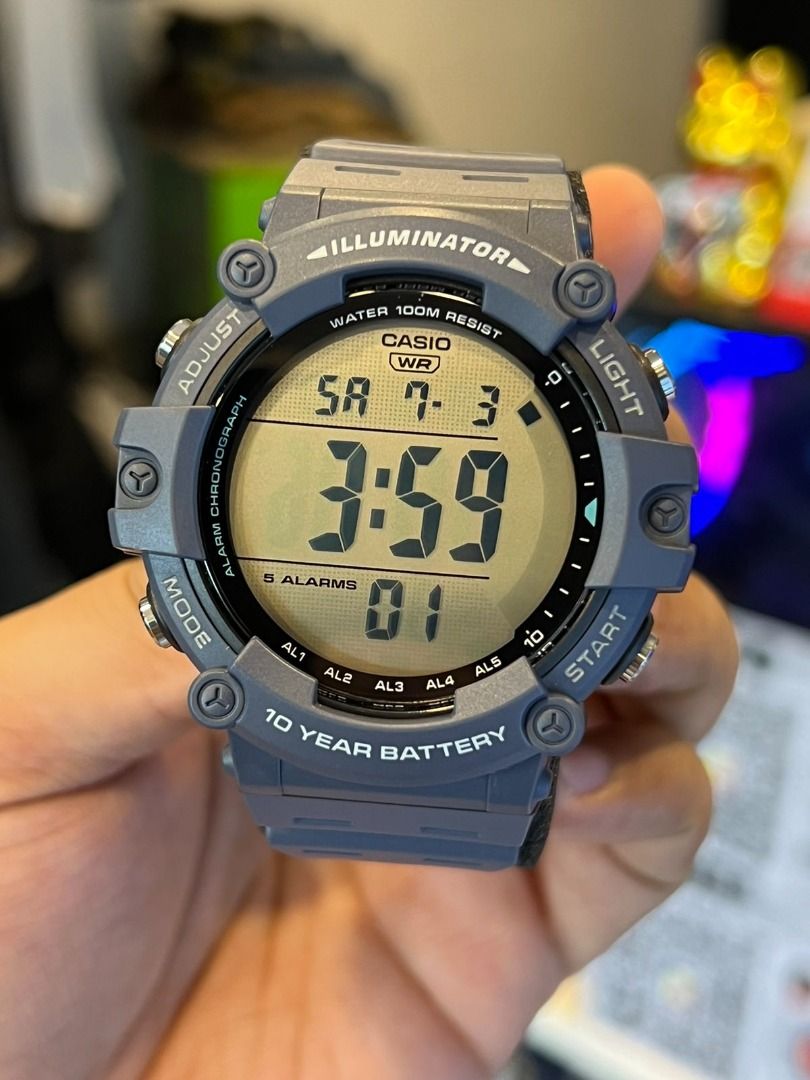 ORIGINAL CASIO Digital Navy Blue Resin Band Men's Watch AE-1500WH-5AV ...
