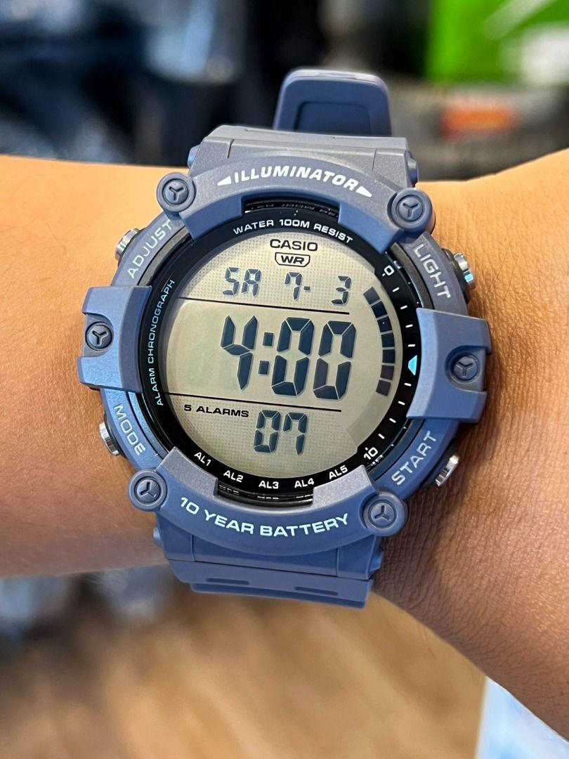 ORIGINAL CASIO Digital Navy Blue Resin Band Men's Watch AE-1500WH-5AV ...