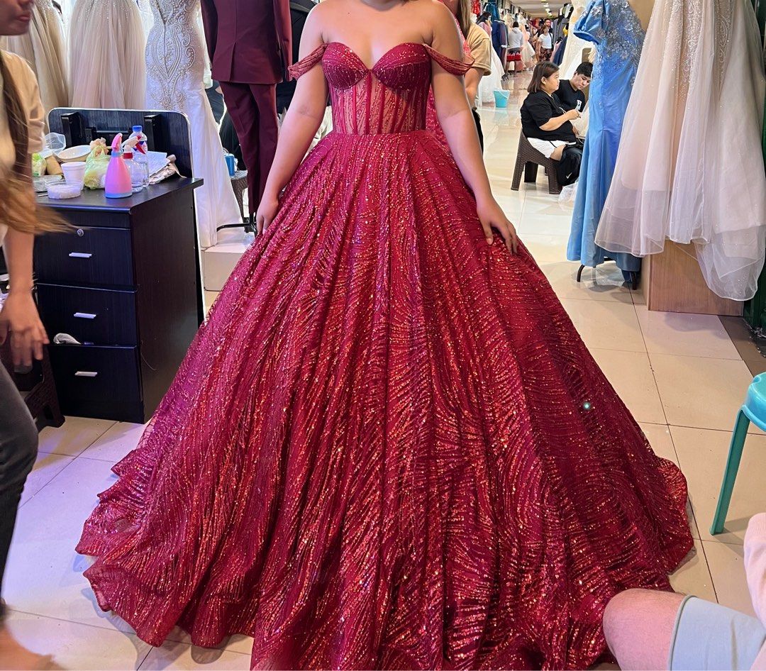 Red Corset Gown ( free petticoat) on Carousell