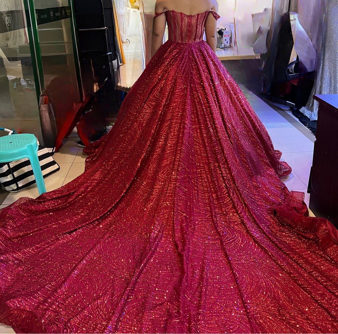 Red Corset Gown ( free petticoat) on Carousell