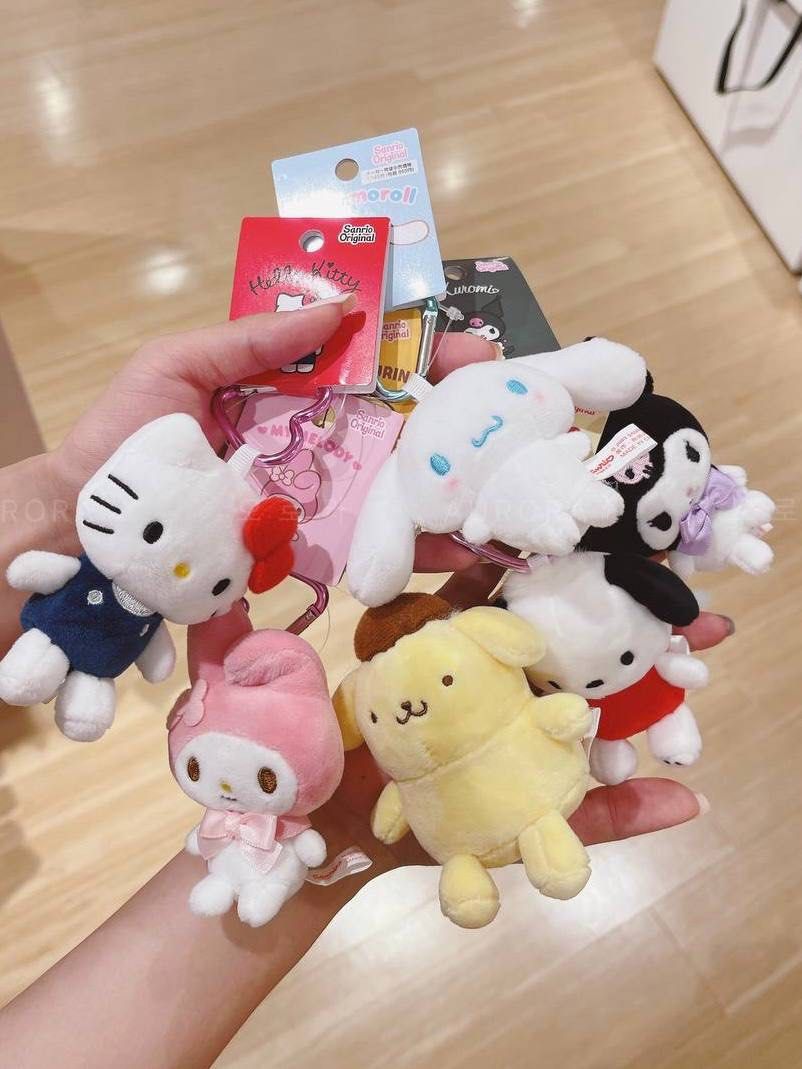 Sanrio Mascot Plush Keychain Kitty / Melody / Cinnamaroll / Kuromi /Pudding / Pochacco ...
