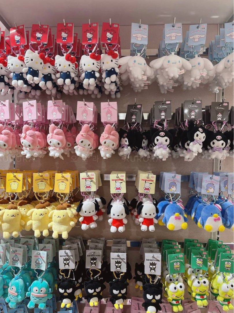Sanrio Mascot Plush Keychain Kitty / Melody / Cinnamaroll / Kuromi /Pudding / Pochacco ...