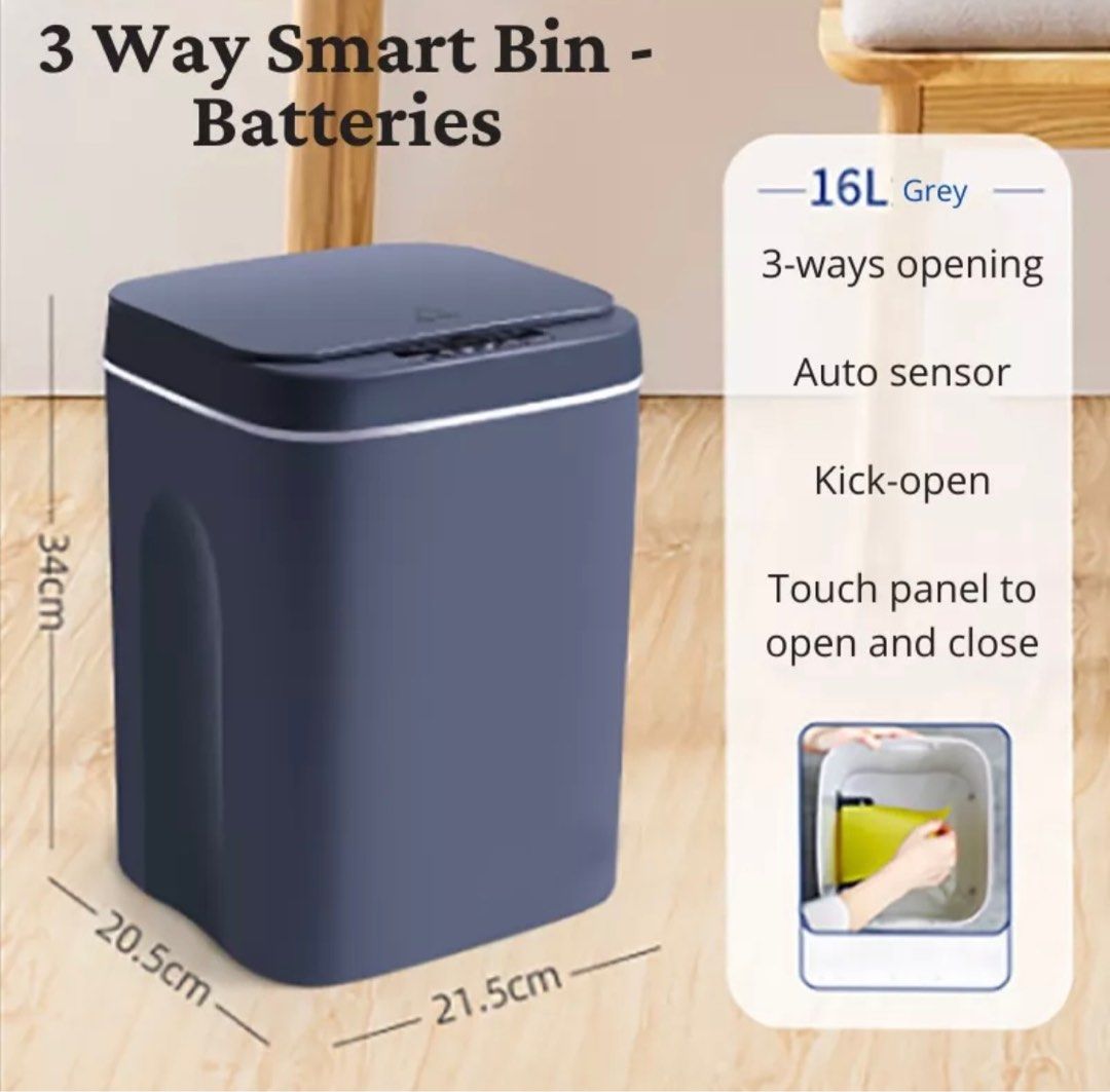 [SG Ready Stocks] Smart Sensor Dustbin Batteries Operated | 3 ways ...
