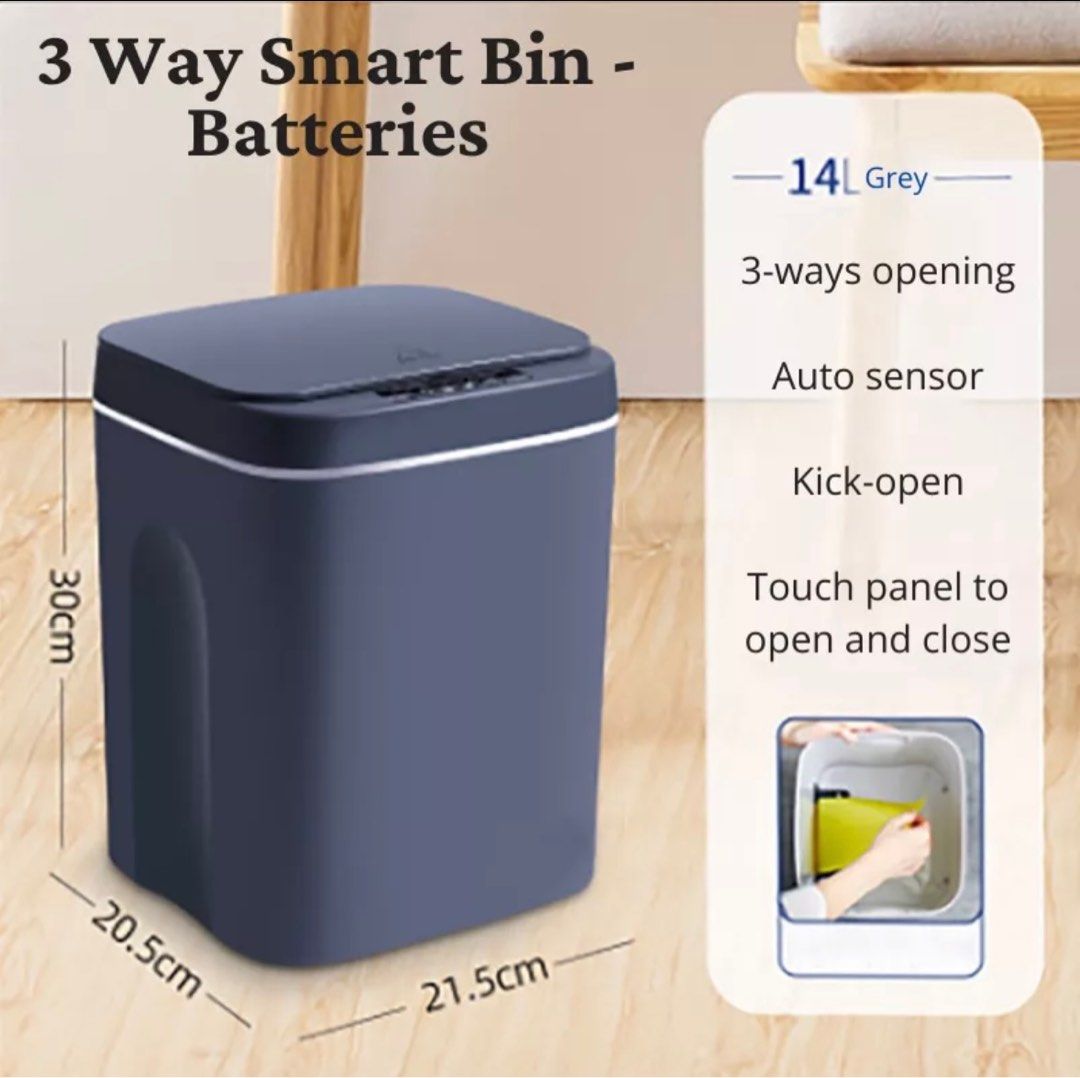 [SG Ready Stocks] Smart Sensor Dustbin Batteries Operated | 3 ways ...