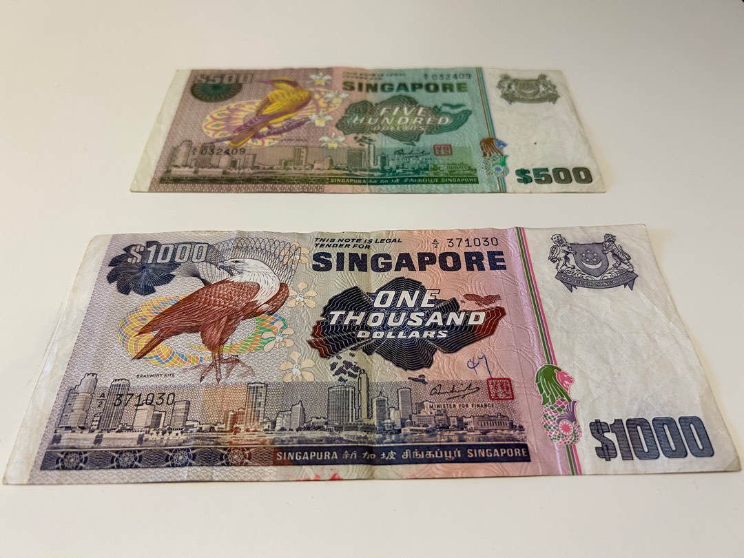$1k + $500 Singapore Old Notes Bird Series, Hobbies & Toys, Memorabilia ...