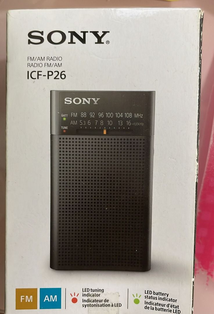 Sony ICF-P26 可攜式收音機連揚聲器, 音響器材, 音樂播放裝置 MP3及CD Player - Carousell