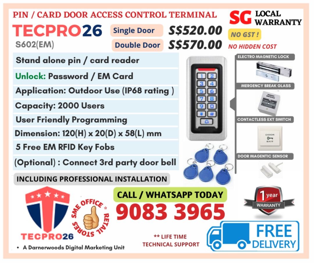 STANDALONE PIN OR CARD DOOR ACCESS CONTROL SYSTEM INSTALLATION PACKAGE ...