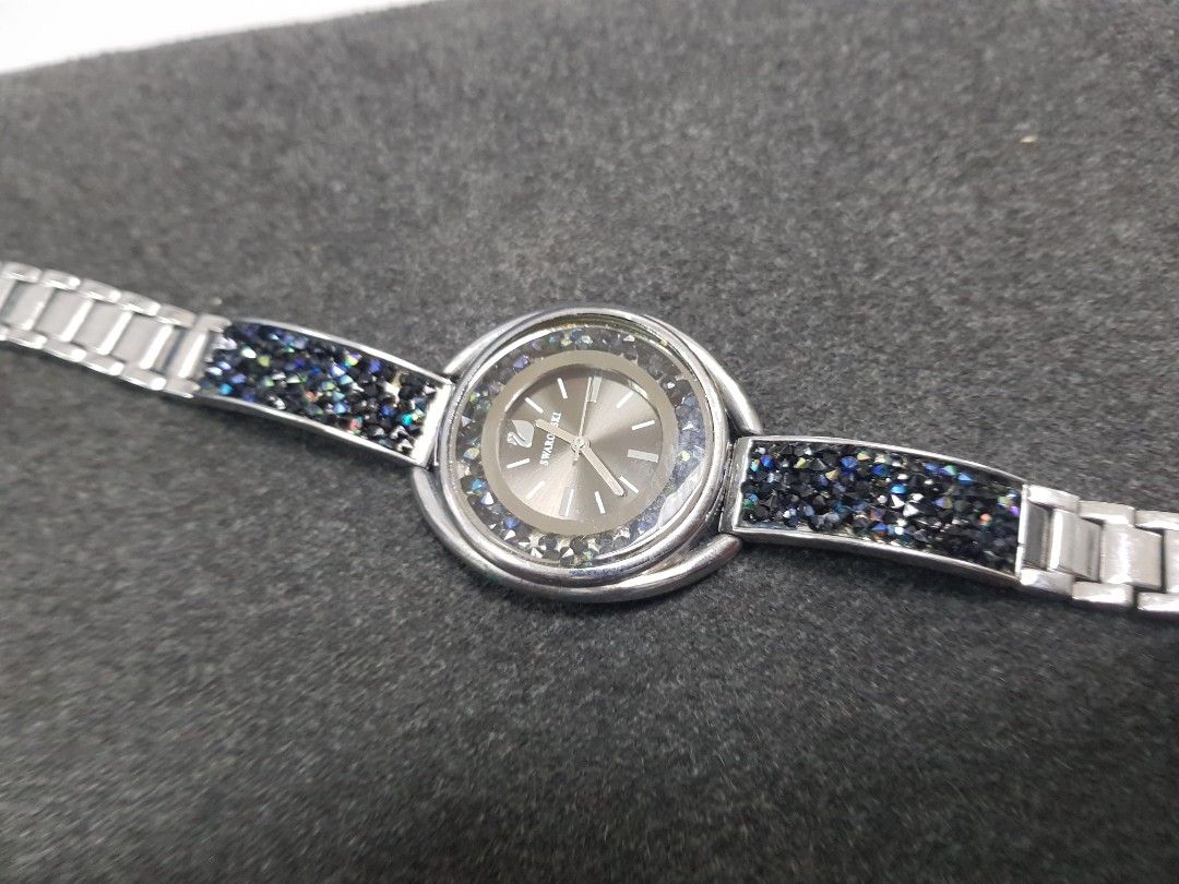 Swarovski oval black diamond pearl watch original, Women's Fashion ...