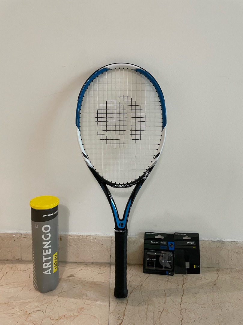 Tennis Racket Artengo + balls, antivib, and grips, Sports Equipment, Sports & Games, Racket ...
