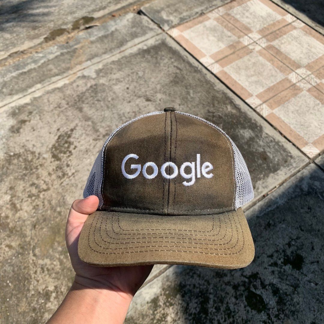 Topi Vintage Trucker Google Logo Script Good Fading High Crown, Fesyen ...