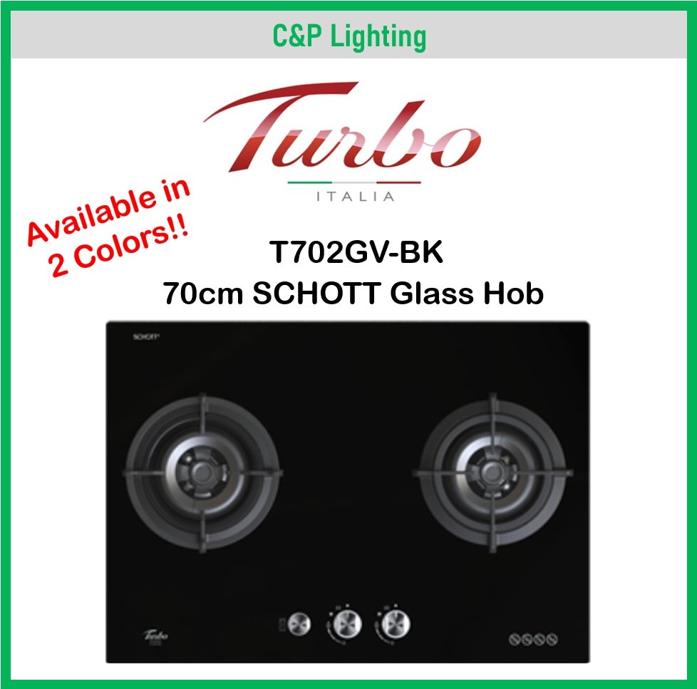 Turbo Incanto 70cm 2 Burner Tempered Glass Cooker Hob Gas Stove T702GV, TV & Home Appliances ...