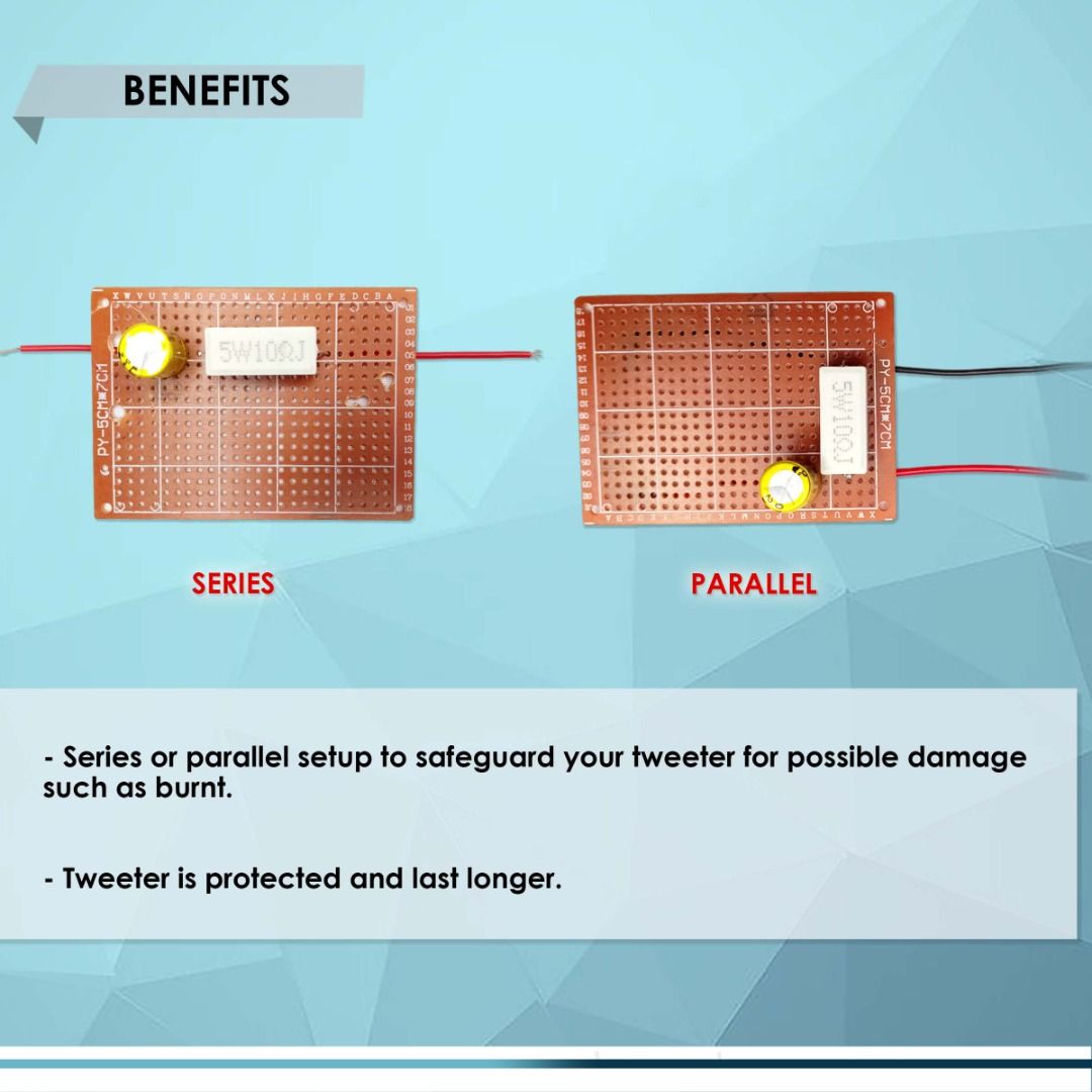 TWEETER PROTECTION WIRING SETUP, SERIES/ PARALLEL CONNECTION, 2.2uF ...