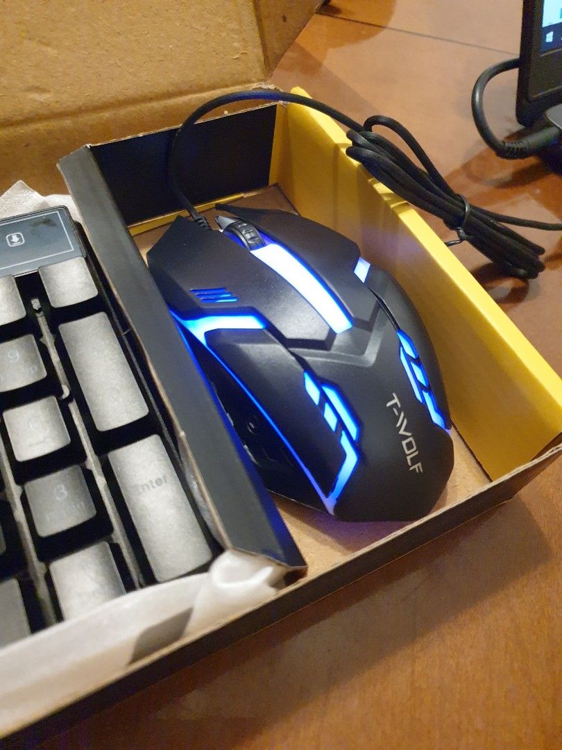 T-WOLF TF200 Rainbow bavklit game keyboard and mouse set, Computers ...