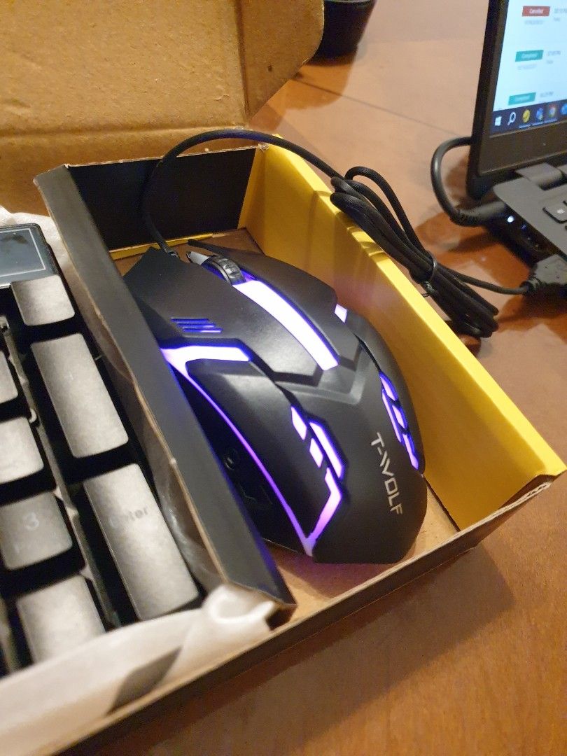 T Wolf Tf200 Rainbow Bavklit Game Keyboard And Mouse Set Computers And Tech Parts And Accessories