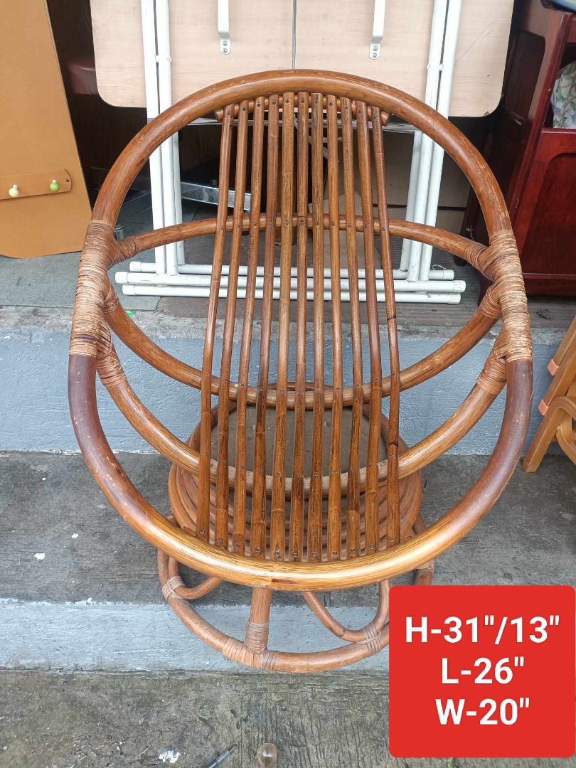 vintage Boho Chic Swivel Bamboo rattan papasan chair japan surplus ...