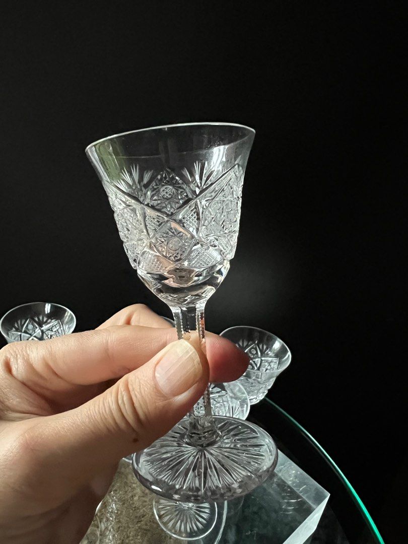 Vintage crystal Sherry wine Glasses Bohemia, Furniture & Home Living ...