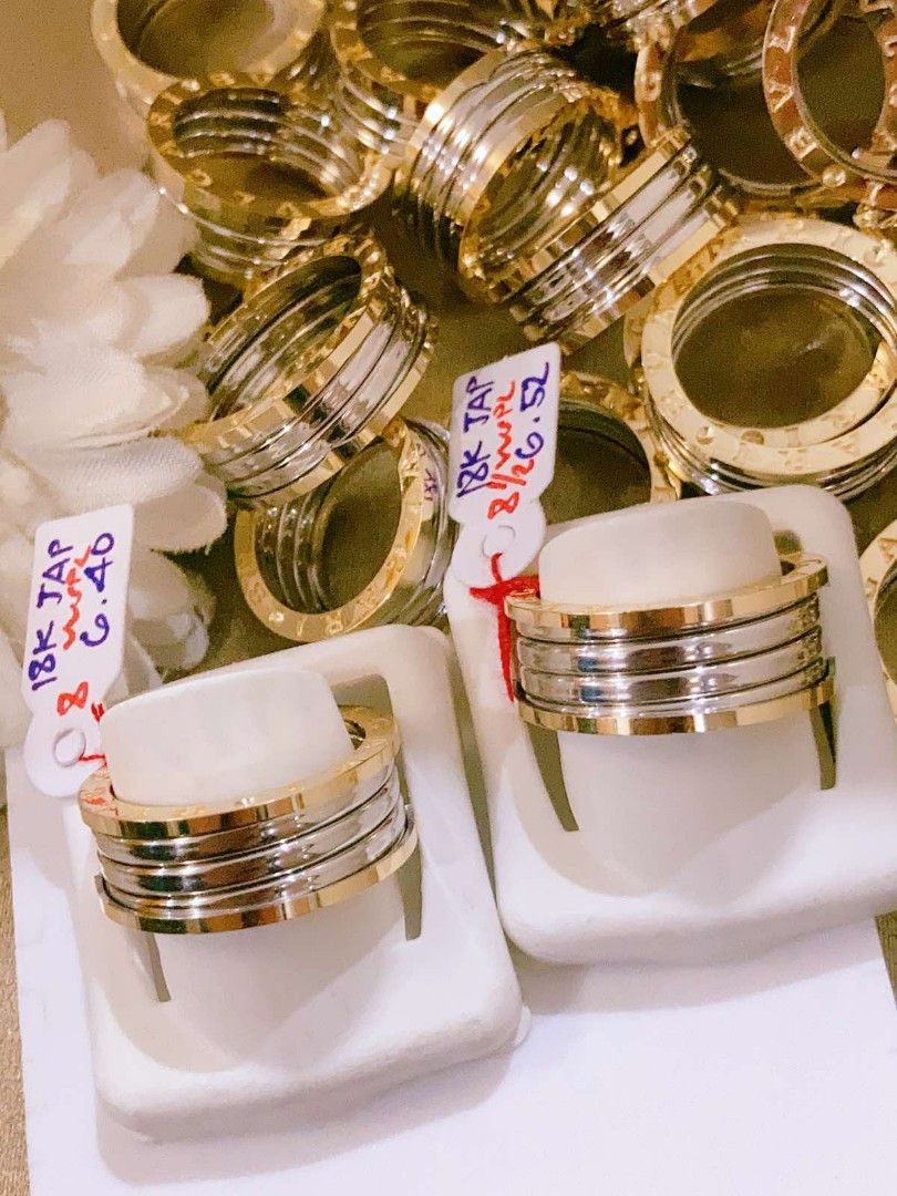 Yg tricolor bvl ring 18k jap gold on Carousell